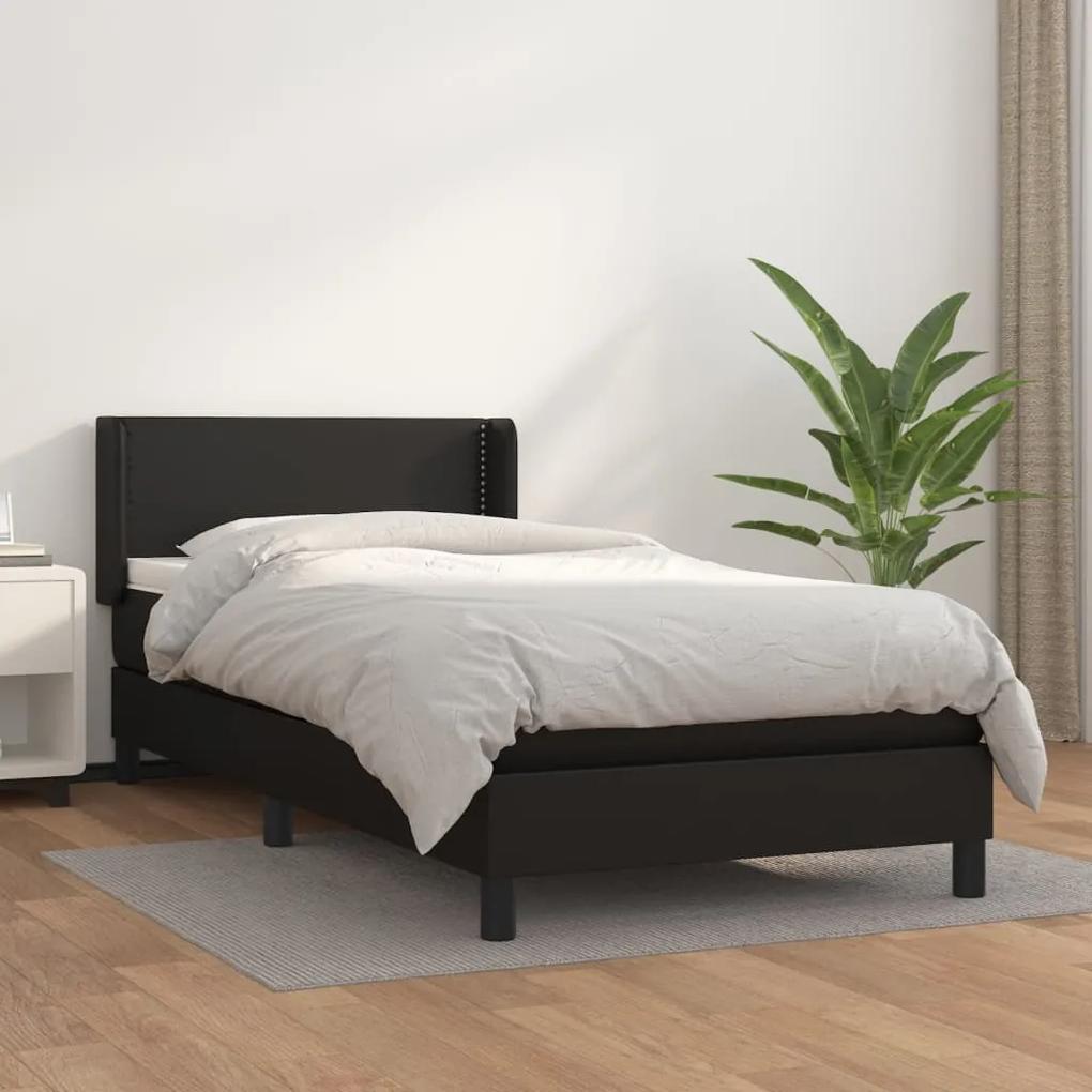 Box spring postel s matrací černá 90x190 cm umělá kůže,  3130691