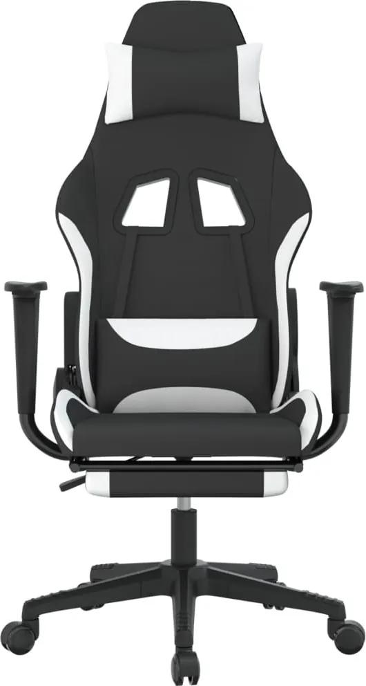 vidaXL Masážní herní židle s podnožkou černá a textil [345508] Barva: Červená