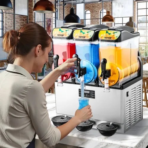 Komerční výrobník mražených nápojů, 15Lx3 Trojitý tankový stroj na ledovou kaši VEVOR