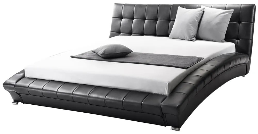 Vodní kožená černá postel 160x200 cm LILLE