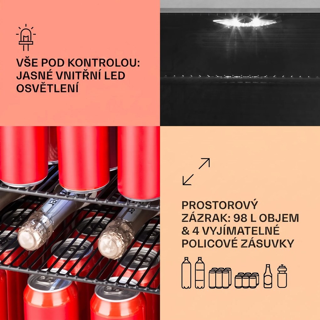 Klarstein Beersafe 3XL, lednice, 98 l, 4 zásuvné police, 7 úrovní, černá