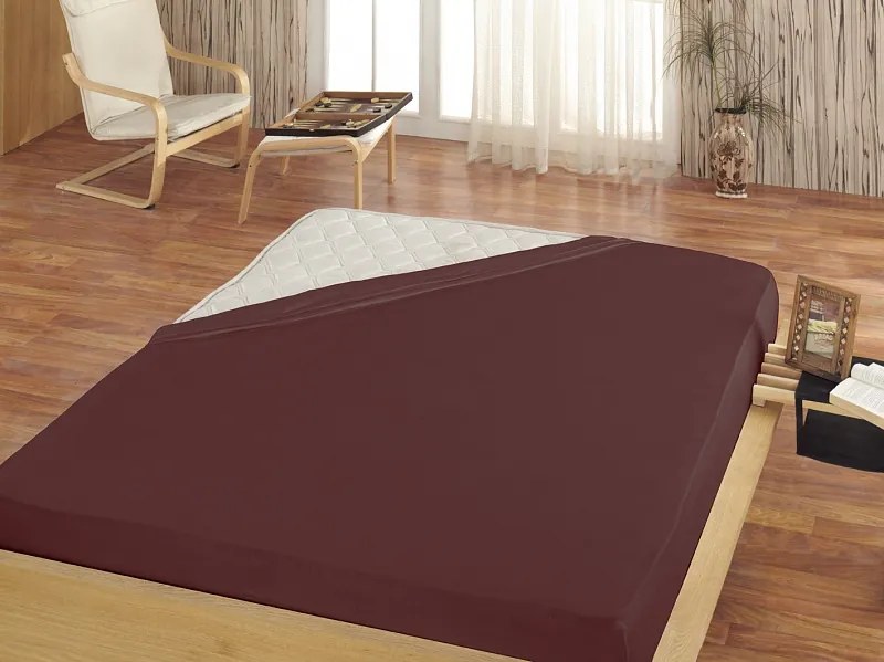 Matějovský napínací prostěradlo jersey Tmavě hnědé na matraci: 100 x 220 cm
