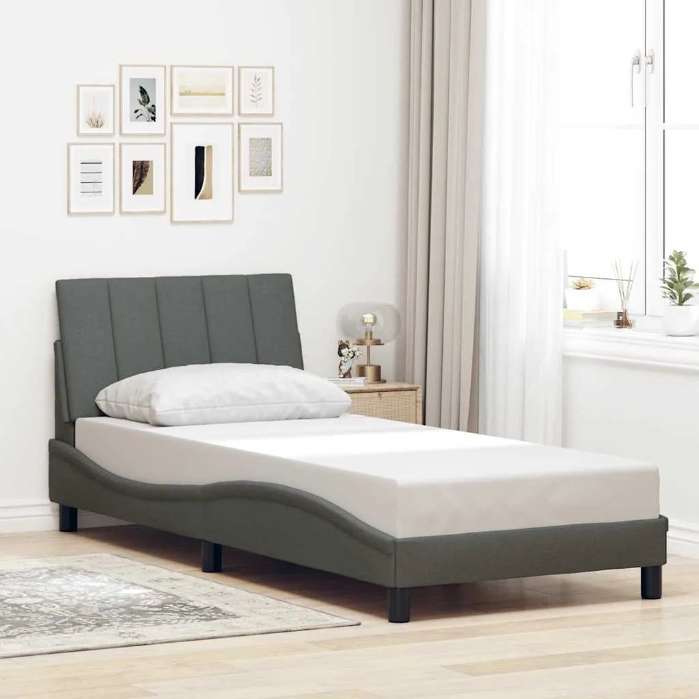 Rám postele bez matrace Hanko tmavě šedá 90 x 190 cm textil 3310427