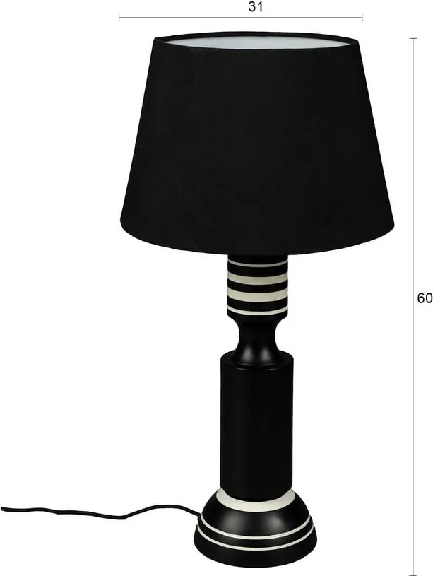 Černá stolní lampa s textilním stínidlem (výška 60 cm) Virgil – Dutchbone