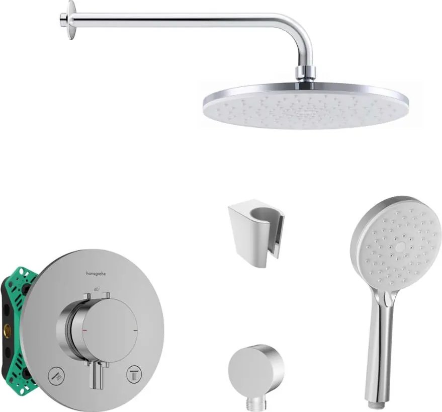 SANITINO - Sprchový set s termostatem a tělesem pod omítku Hansgrohe, příslušenství kielle, chrom SANI21HKK015