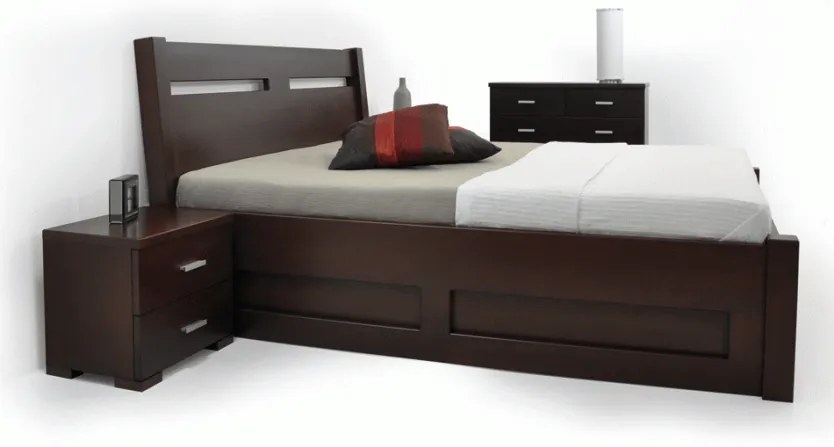 GWdesign Postel Carmen s úložným prostorem - buk Moření: Wenge, Rozměr: 160 x 200 cm