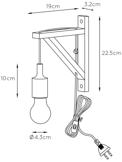 Lucide 08208/01/30 - Nástěnné svítidlo FIX WALL 1xE27/60W/230V černá