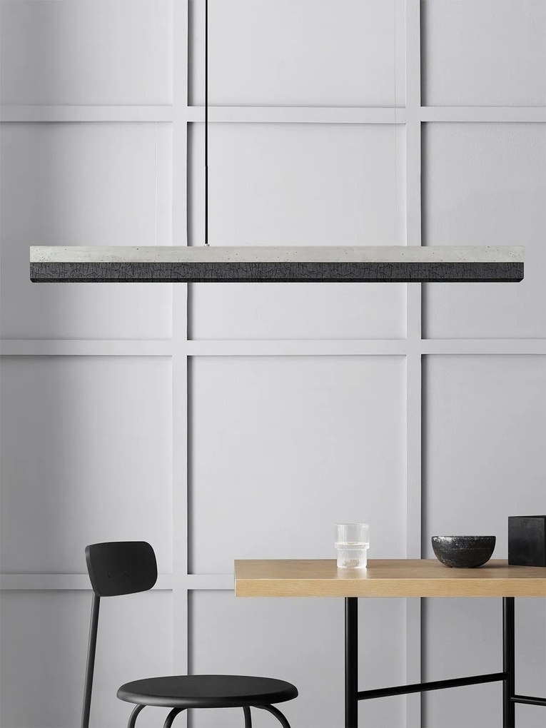 Lineární svítidlo Gant C1 2700K, d. 122cm, spálené dřevo Barva el. vedení: Grafitová šedá, Povrch - materiál: Světlý beton, Délka kabelu: 3 m