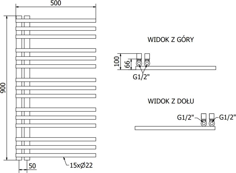 Mexen Neptun, topné těleso 900x500 mm, 291 W, chromová, W101-0900-500-00-01