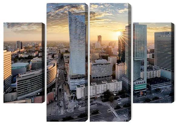 Vícedílný obraz Varšavské Mrakodrapy Při Západu Slunce Nedostatek Nedostatek Přírodní plátno 120x90