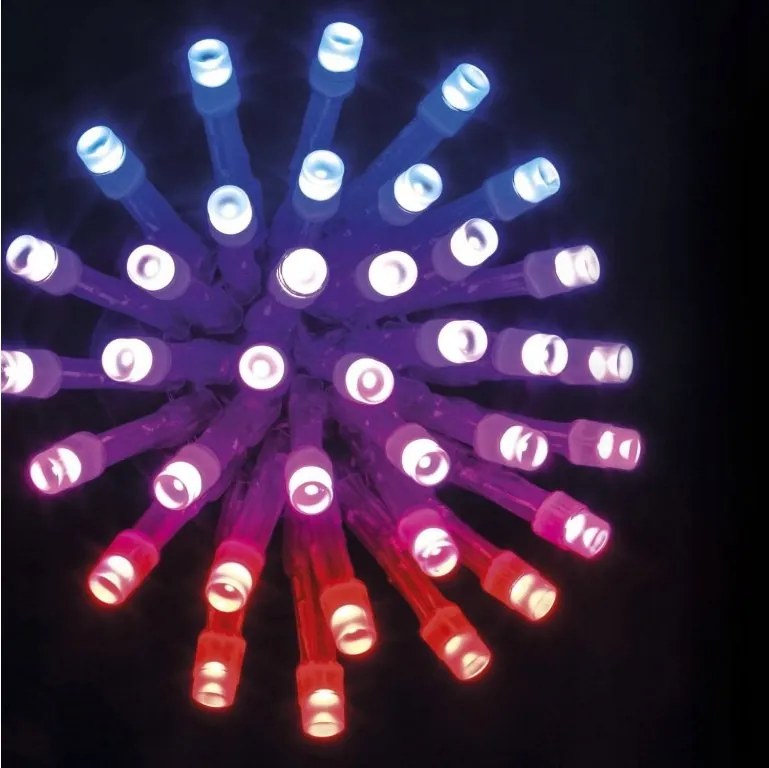 Vánoční venkovní řetěz, barevný, 100 Led