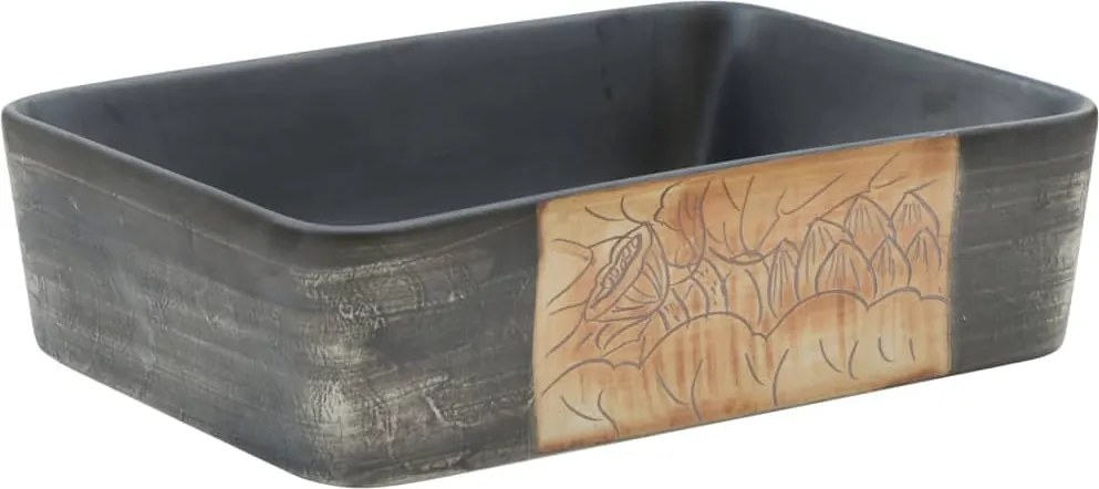 Umyvadlo na desku černé a hnědé obdélník 46x35,5x13 cm keramika 155076