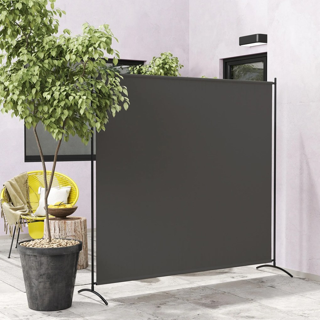 Outsunny zástěna pro soukromí 180 x 50 x 180 cm (tmavě šedá) — ochrana UPF 30+, voděodpudivá, stabilní podstavec