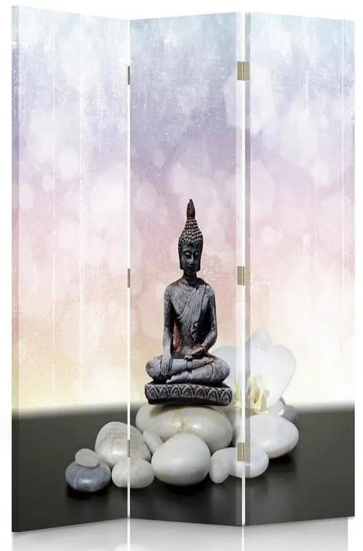 Ozdobný paraván Kameny zenového Buddhy - 110x170 cm, třídílný, klasický paraván