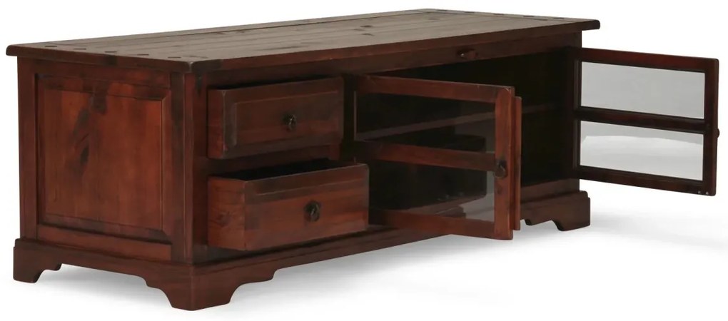 furniture-nabytek.cz - Masivní TV stolek Catello z borovice, lakovaný, hnědý