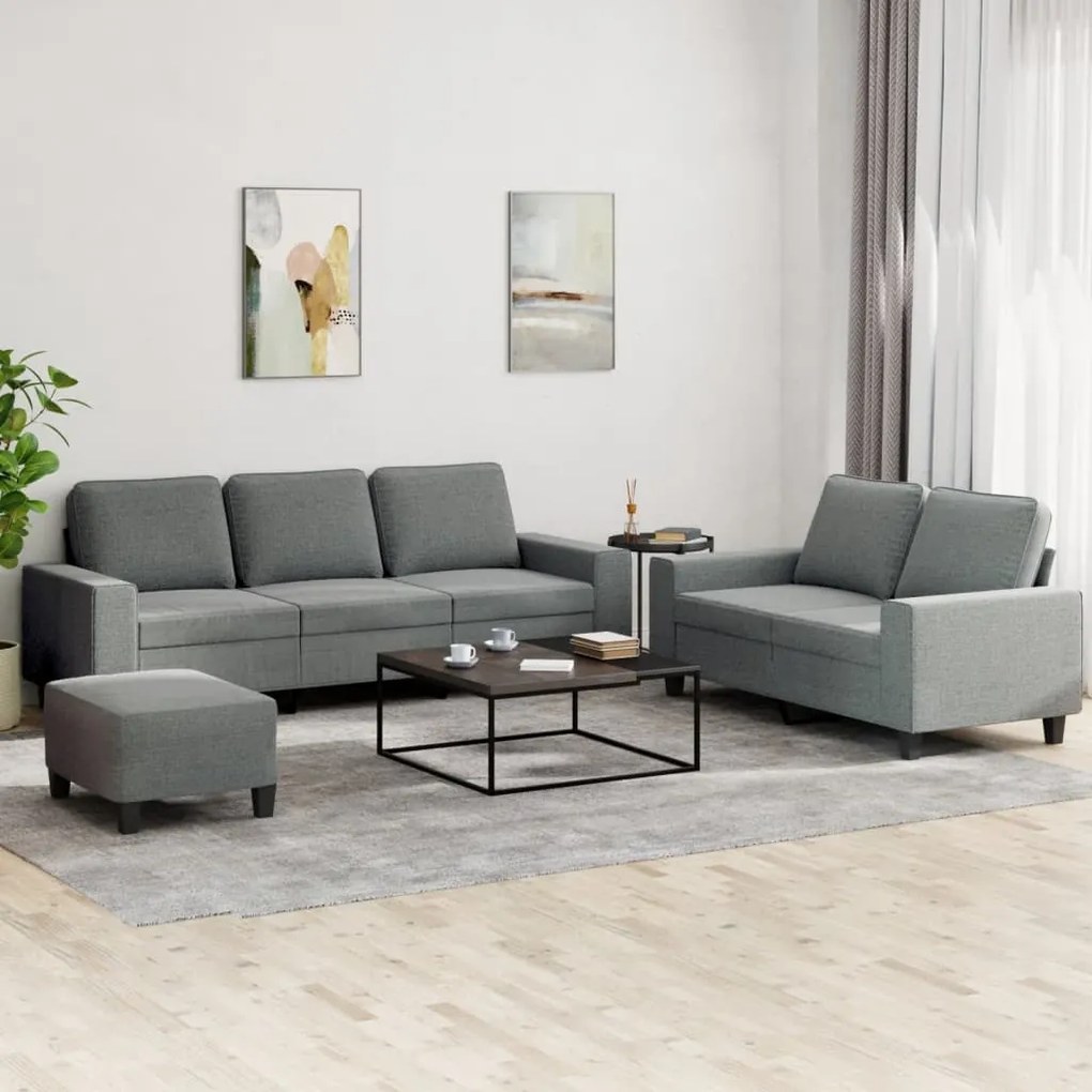 3dílná sedací souprava tmavě šedá textil 3201907