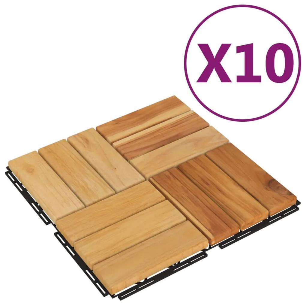 Terasové dlaždice 10 ks 30x30 cm masivní teakové dřevo,  319982