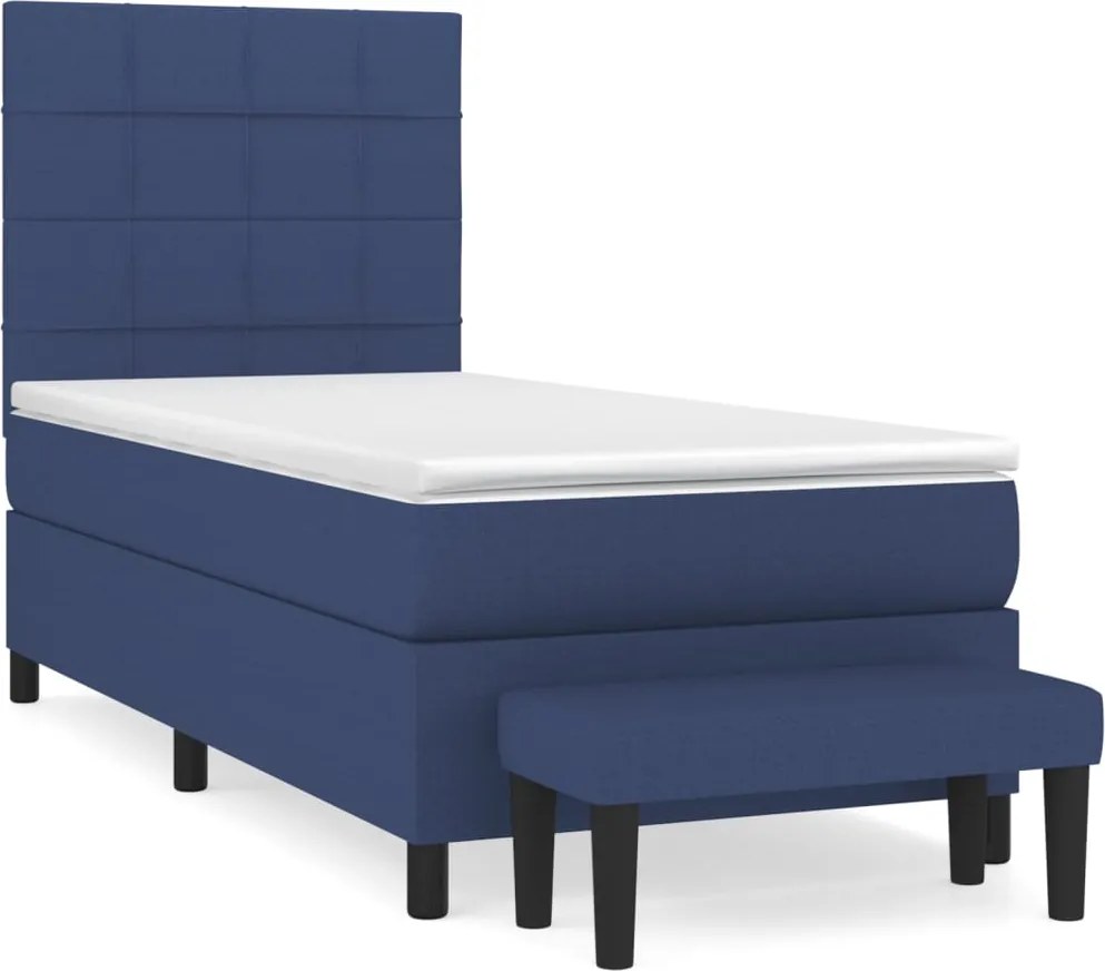 Box spring postel s matrací modrá 90x200 cm textil 3136571