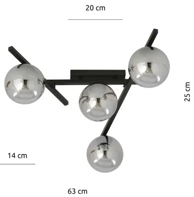 Stropní svítidlo SMART 4xE14/10W/230V černá/šedá