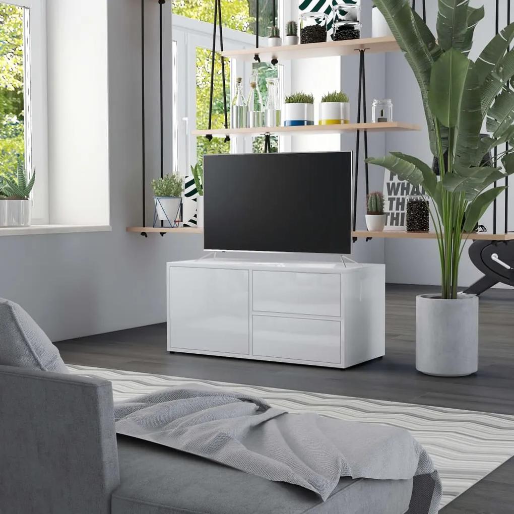 801856 vidaXL TV stolek bílý s vysokým leskem 80 x 34 x 36 cm dřevotříska