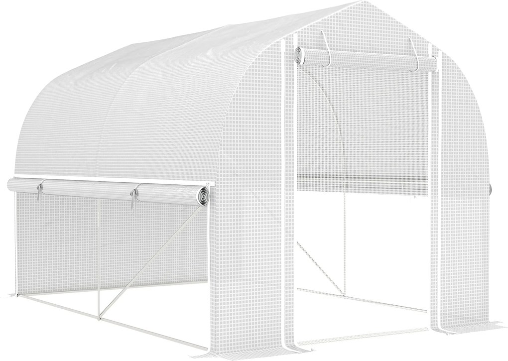 Fóliový skleník Outsunny 3 x 2 x 2 m se 4 okny a dveřmi, rolovací boční stěny, fóliový tunelový skleník na rajčata odolný proti UV záření s pozinkova…