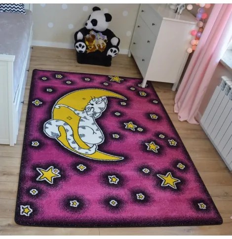 Makro Abra  Dětský kusový koberec KIDS C414 Kočka růžový 200 x 280