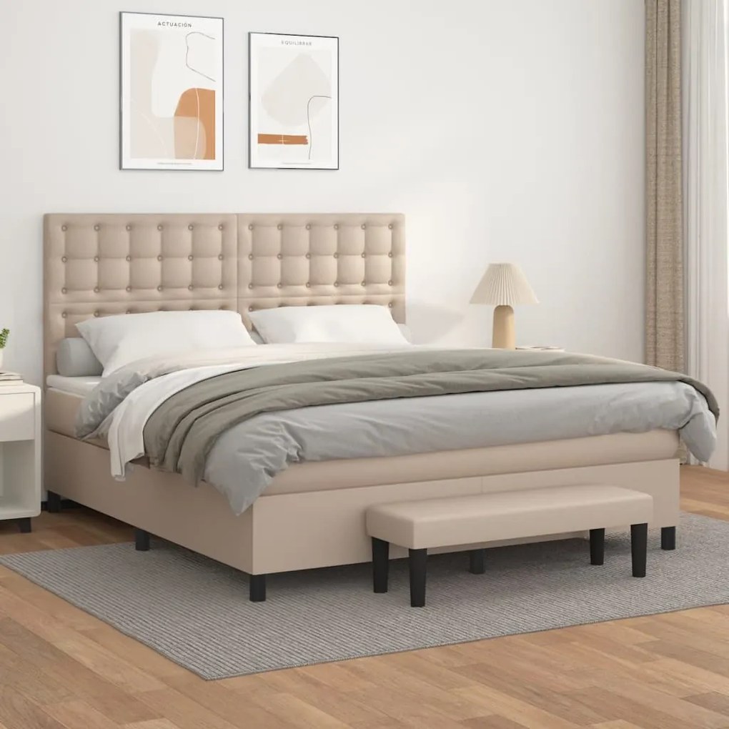 Box spring postel s matrací cappuccino 160x200 cm umělá kůže