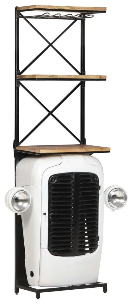 Stojan na víno traktor bílý 49x31x172cm hrubý masivní mangovník 320487