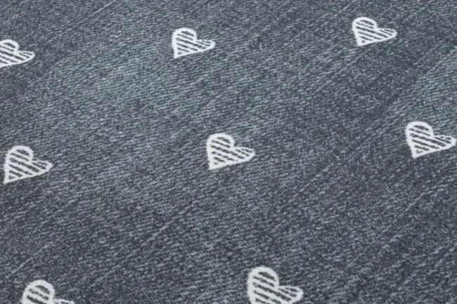 Koberec HEARTS Jeans - šedý