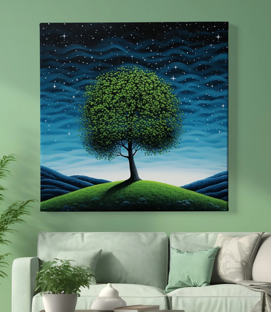 Obraz na plátně - Strom života hvězdy nablízku FeelHappy.cz Velikost obrazu: 100 x 100 cm