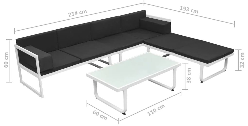 vidaXL Marketos 4dílná zahradní sedací souprava s poduškami hliník šedá