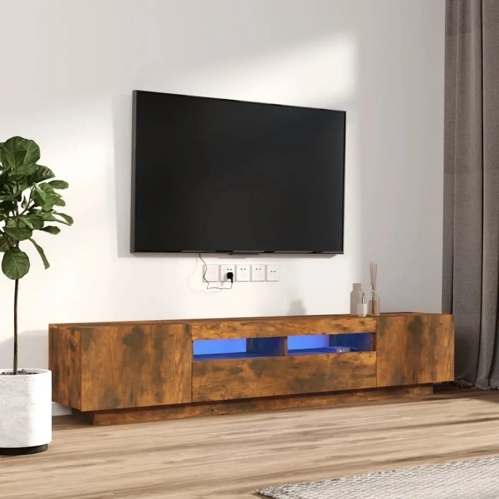 2dílný set TV skříněk s LED světly kouřový dub kompozitní dřevo 3120170
