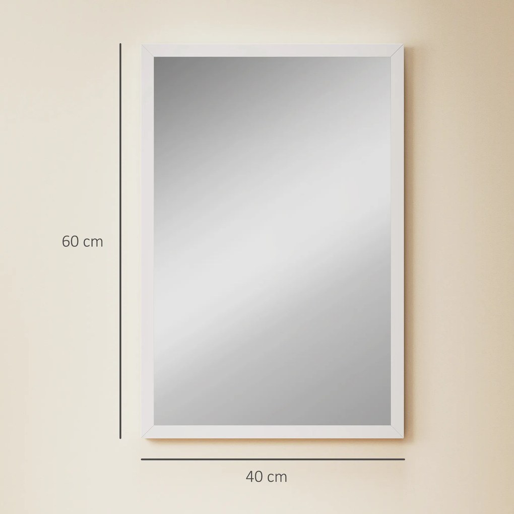 HOMCOM obdélníkové nástěnné zrcadlo 41 x 61 cm (Š x V), bílý MDF rám — Ideální do koupelny, obývacího pokoje nebo ložnice