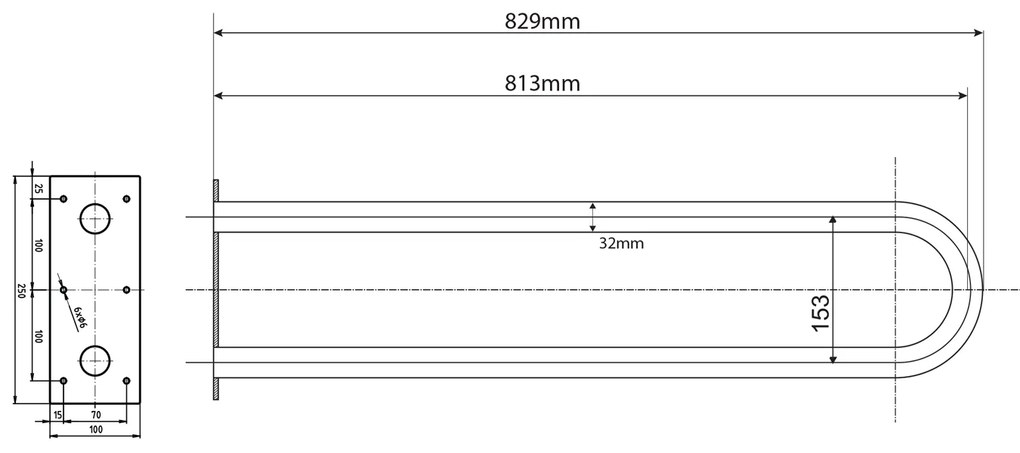 Sapho HANDICAP podpěrné madlo tvar U 813mm, nerez lesk - XH540