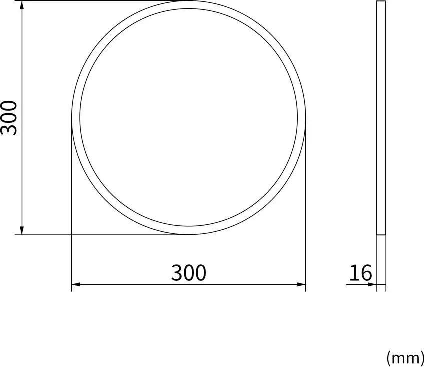 Erga Round, kulaté zrcadlo 30cm, černý rám, ERG-V01-ROUND-3030-BK