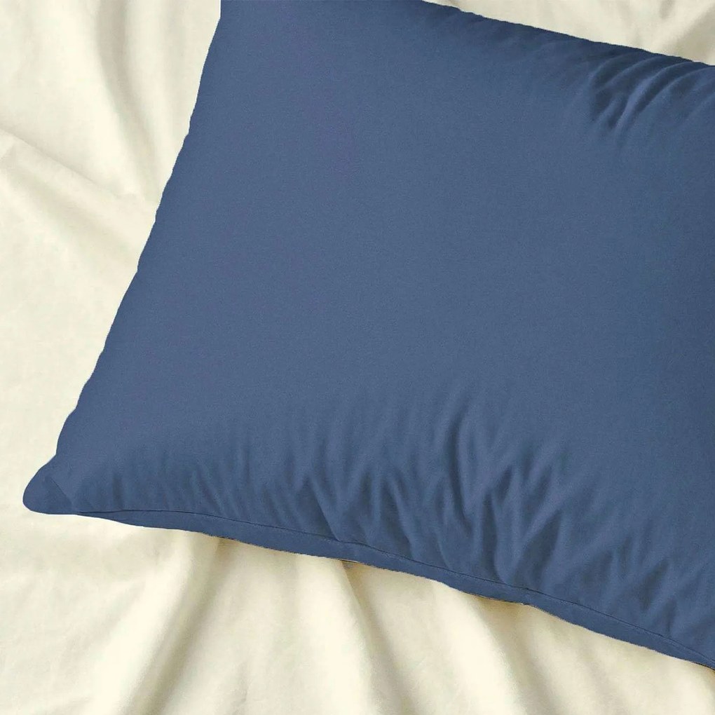Perkálové bavlněné prodloužené povlečení Jednobarevné - tmavě modré 2 Velikost: 140 x 220 + 70 x 90