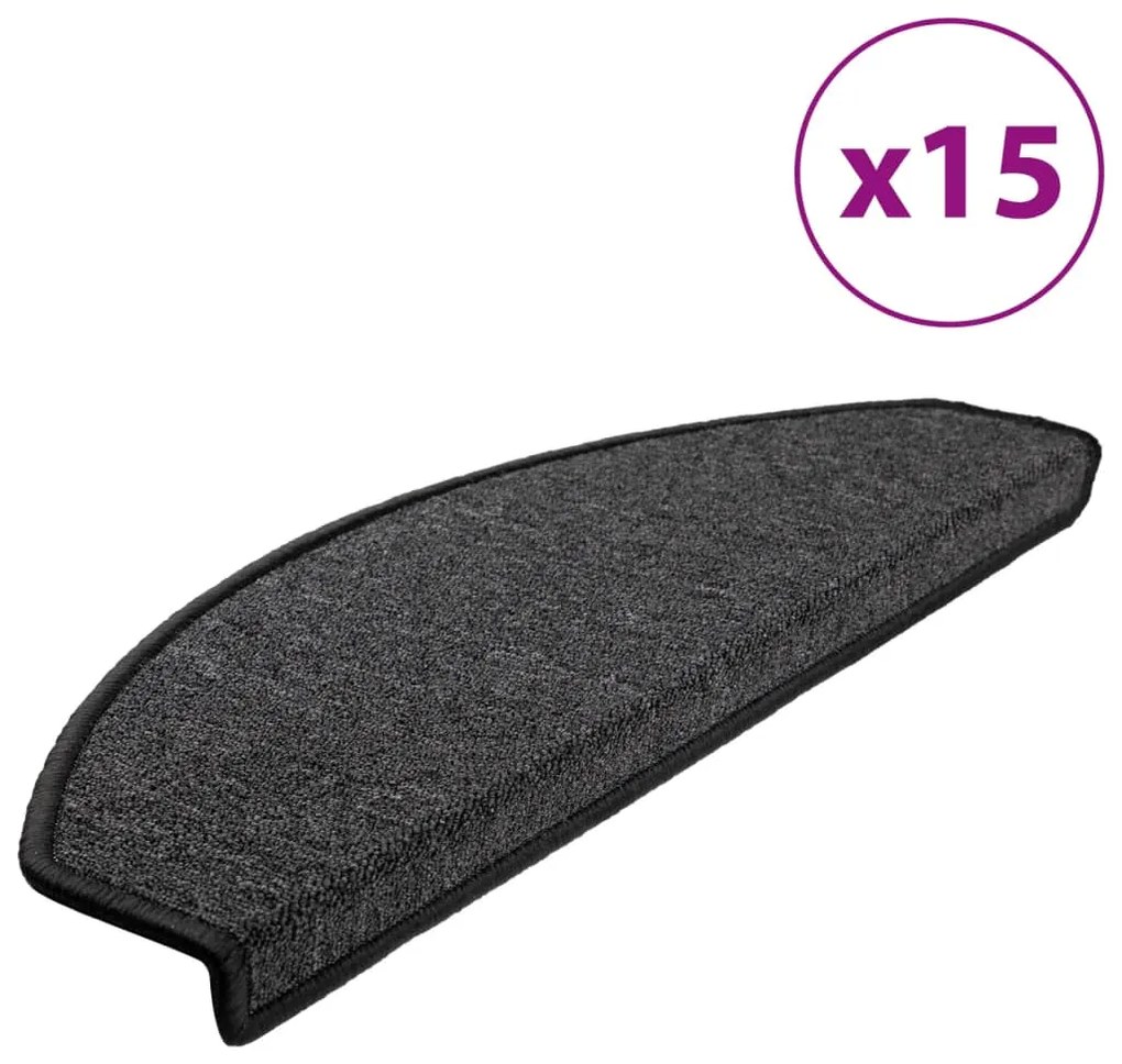 vidaXL Marketos Schodové rohože 15 ks 65 x 24 x 4 cm antracitové, půlkulaté, velké