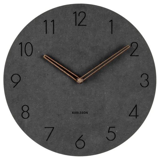 Černé nástěnné dřevěné hodiny Karlsson Dura, ⌀ 29 cm