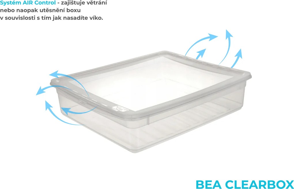 Keeeper Úložný box s víkem (má 2 funkce) BEA Clearbox 11L, 39 x 29,5 x 14 cm