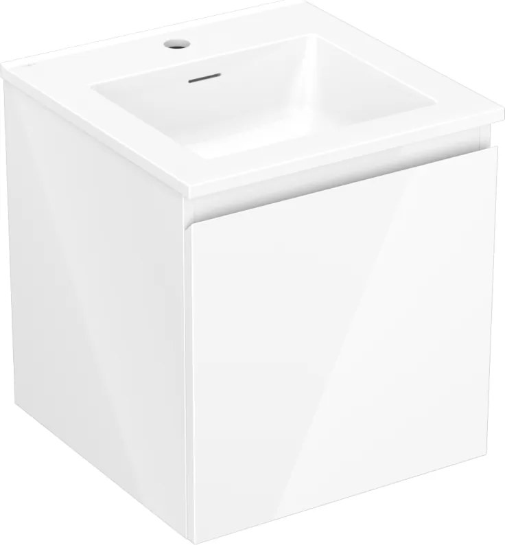 Mexen Orio, koupelnová skříňka 45 cm s umyvadlem Otis, 1 zásuvka, bílá lesklá, 91A10-04547-1-BF00-W18M00
