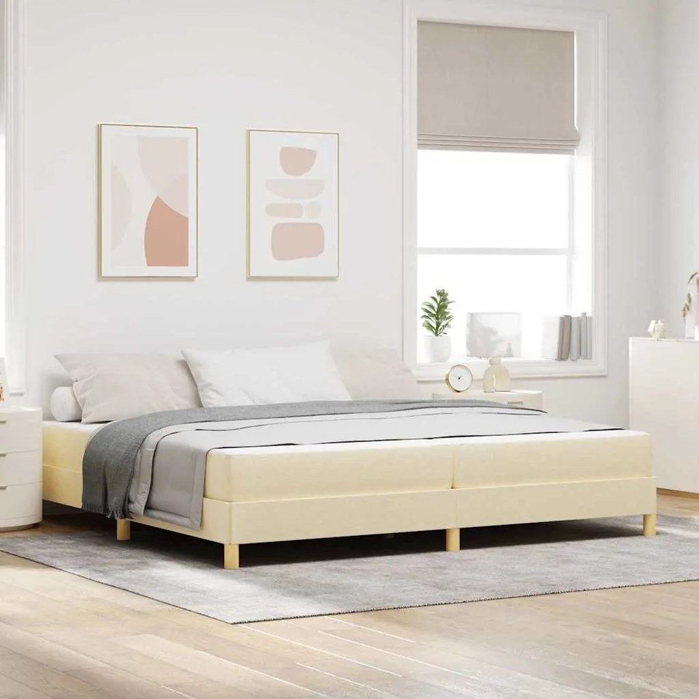 Postel s boxspringem s matrací Krémová 200 x 200 cm textil 3398596