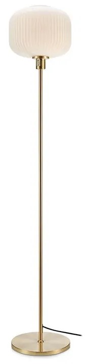 Bílá stojací lampa s konstrukcí ve zlaté barvě Markslöjd Sober