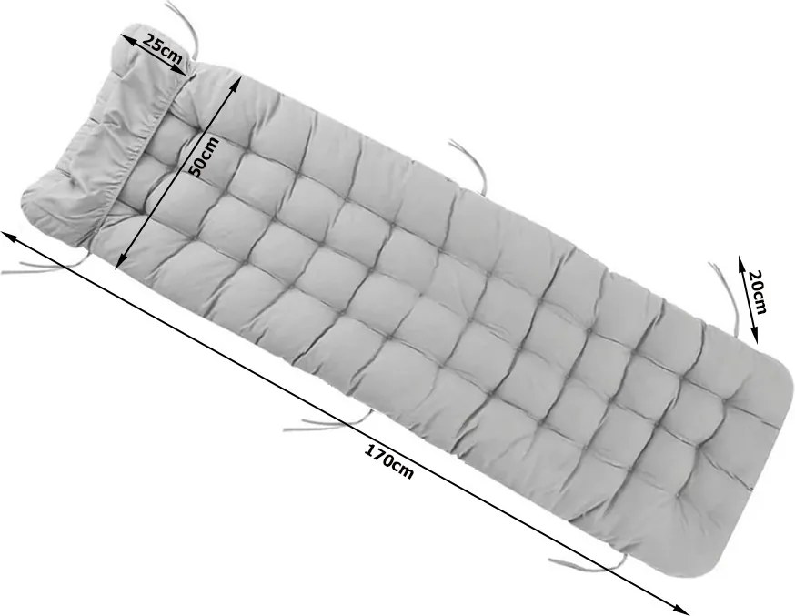 Verk Group Zahradní plochý polštář 170x50 cm silný prošívaný sedací nábytek
