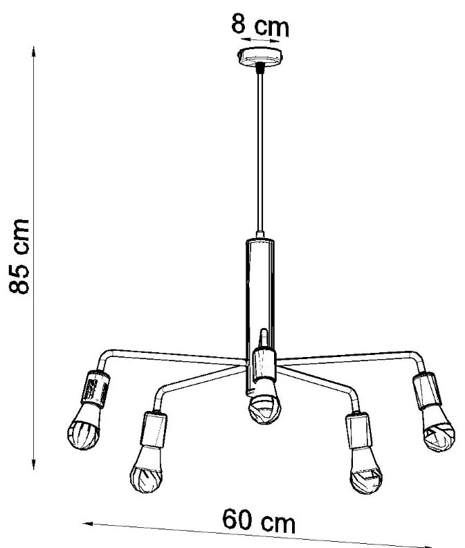 Lustr Duomo 5, černé tělo svítidla