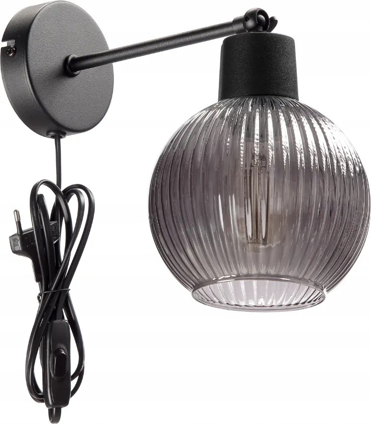 Nástěnná Lampa Nástěnné Skleněné Stínidlo Skleněná Koule Pruhy E27 Chrom Zástrčka