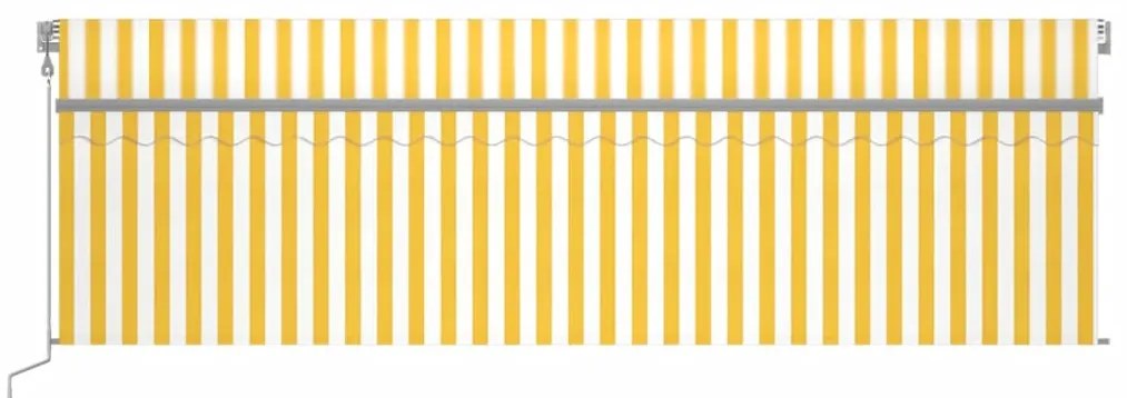 vidaXL Marketos Automatická zatahovací markýza s roletou 5 x 3 m žlutobílá