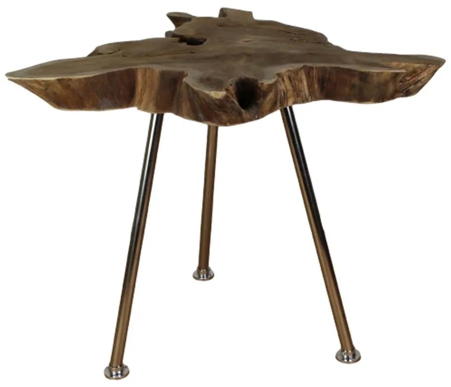 Odkládací stolek s deskou z teakového dřeva HSM collection Tribe, ⌀ 50 cm