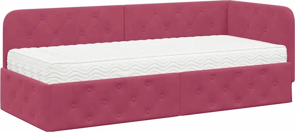 Rohový rám postele Víno Červené 80 x 200 cm samet 3394066