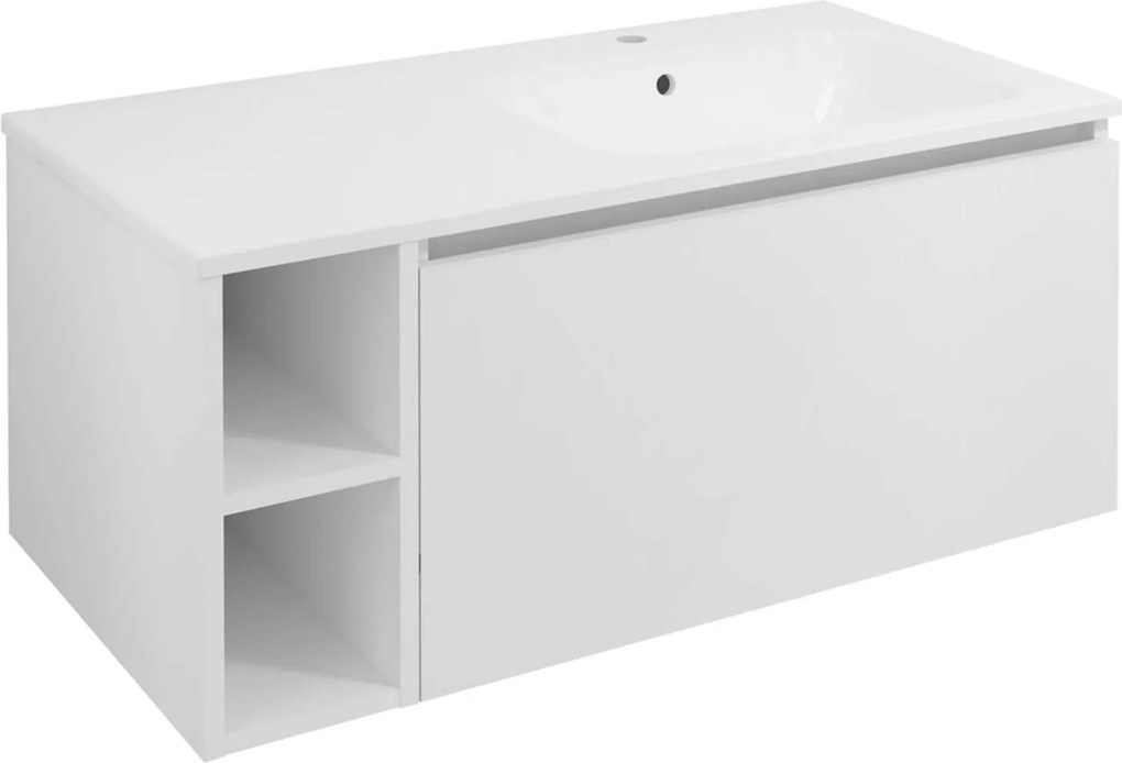 Sapho Lorea - Umyvadlová skříňka 100x46x52 cm, 1x dvířka, 1x zásuvka, pravá, matná bílá LE080-3131-R-01