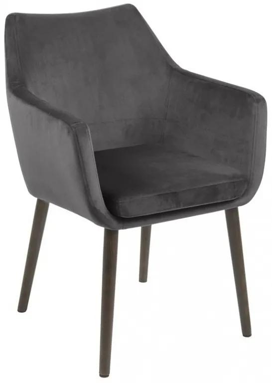 Židle Marte s područkami, samet, tmavě šedá